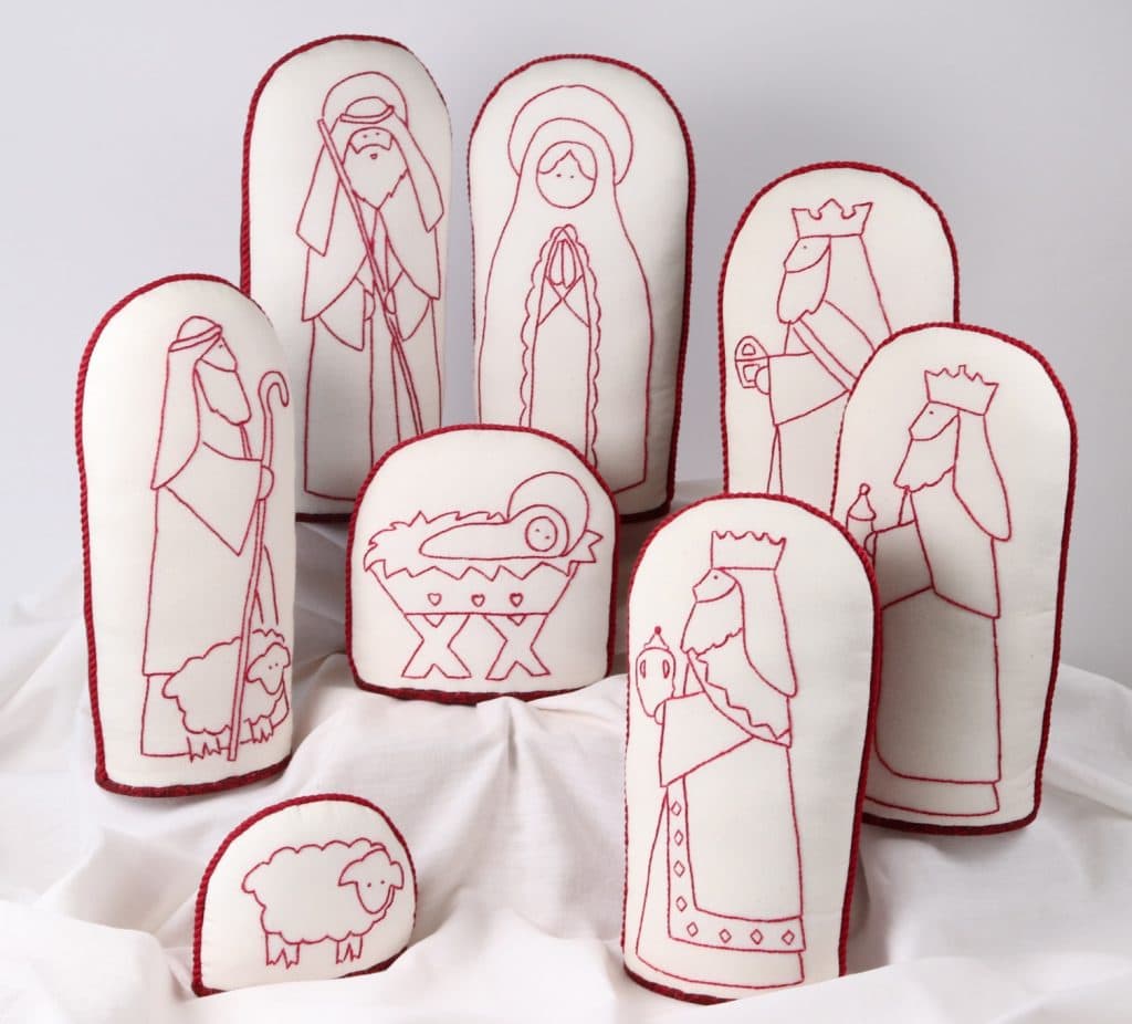 The Posy Collection | Oh Holy Night Nativity Eight-Piece Redwork Kit