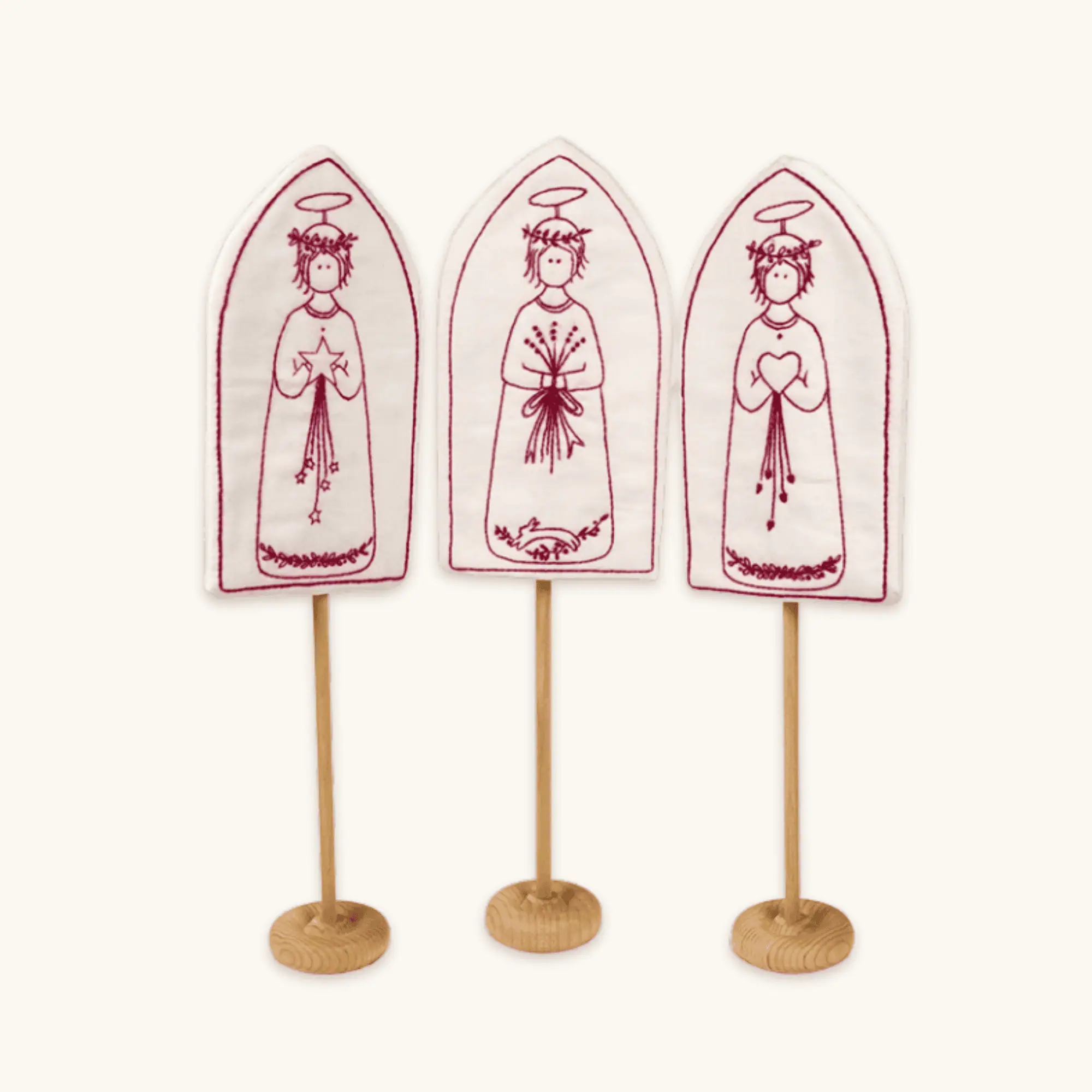 Angel Trio Redwork Embroidery Kit | The Posy Collection